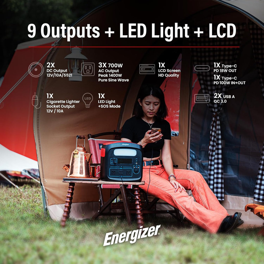 Energizer 960W MAX Portable Power Station, LiFePO4 (LFP), Solar Genera ...
